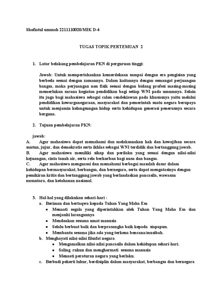 Tugas PPKN Kuliah | PDF