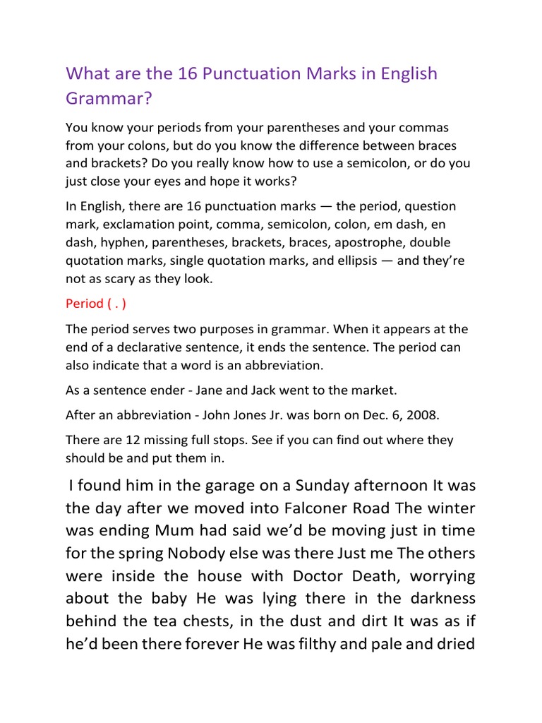What Are The 16 Punctuation Marks in English Grammar | PDF | Ellipsis ...