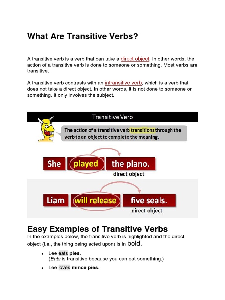 What Are Transitive Verbs | PDF | Verb | Object (Grammar)