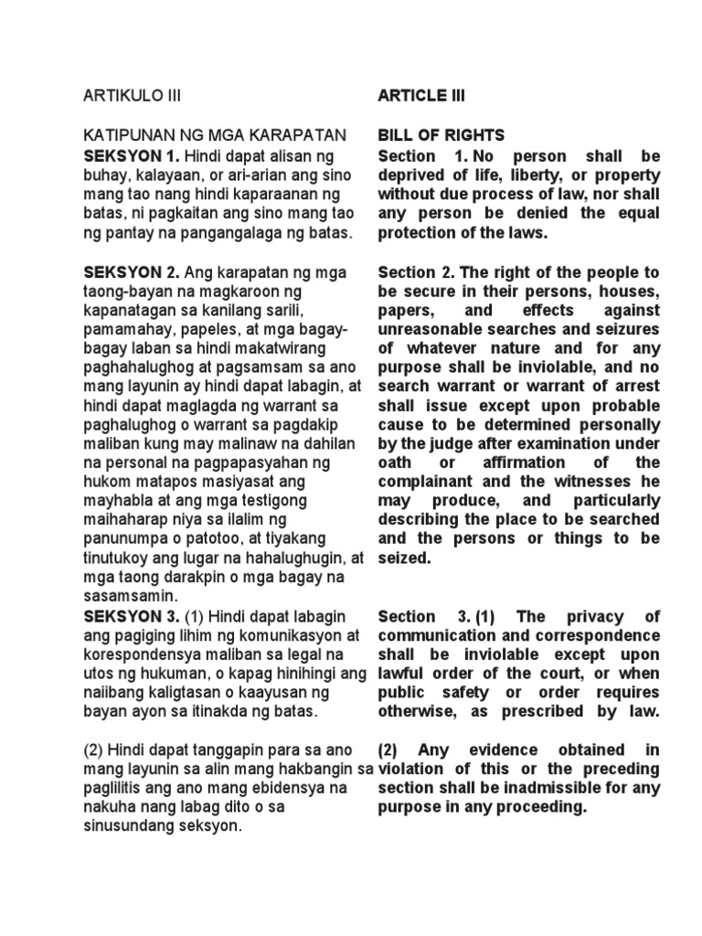 Artikulo Iii | PDF