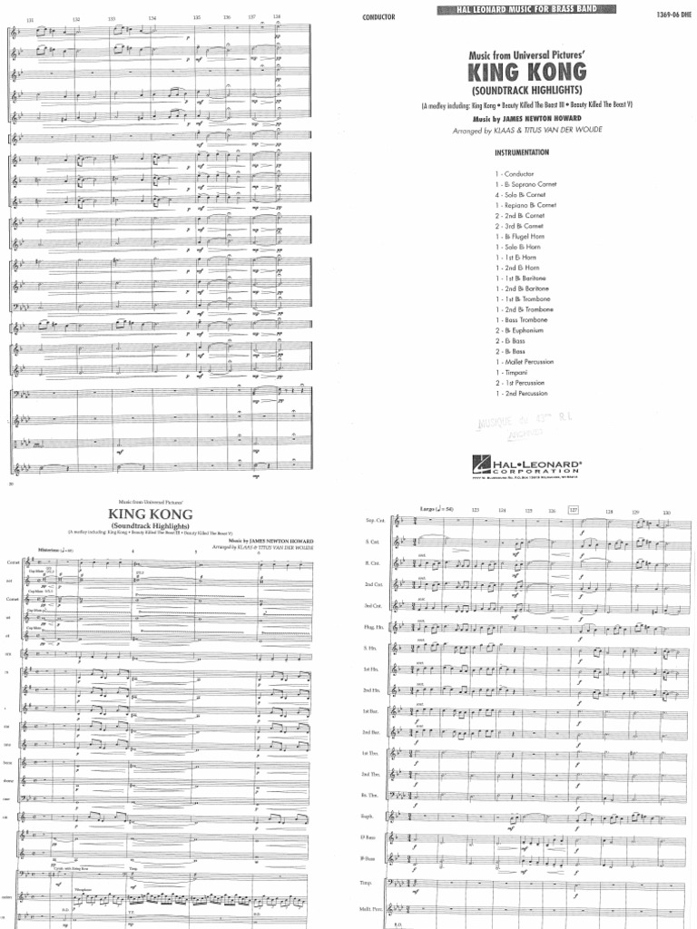 17-09 - King Kong Score - J.Newton Howard - Arr. Klaas Van Der Woude ...