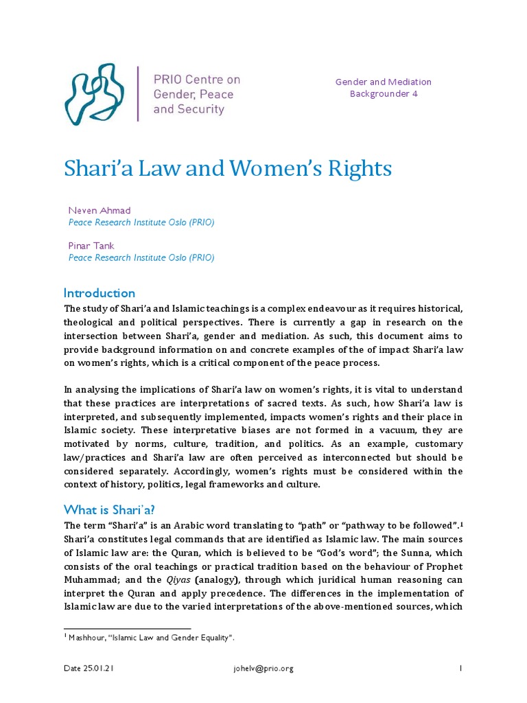 Backgrounder 4 (Ahmad & Tank 2021) - Sharia Law and Women's Rights ...