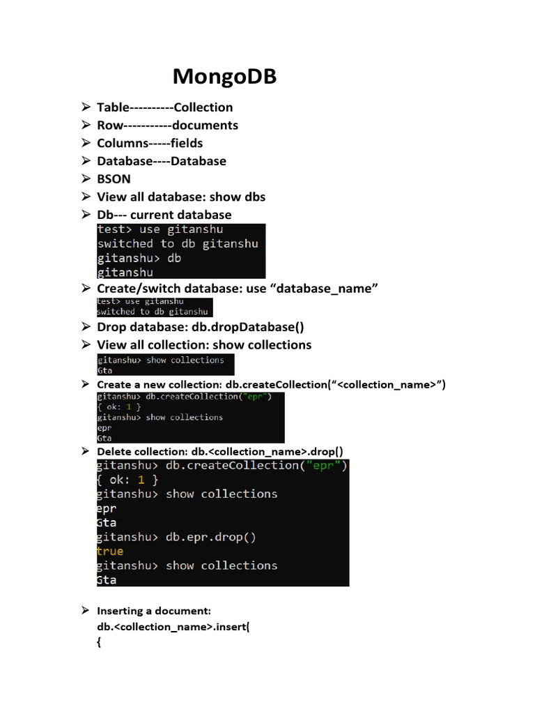 MongoDB Guide: Collections, Documents, CRUD | PDF