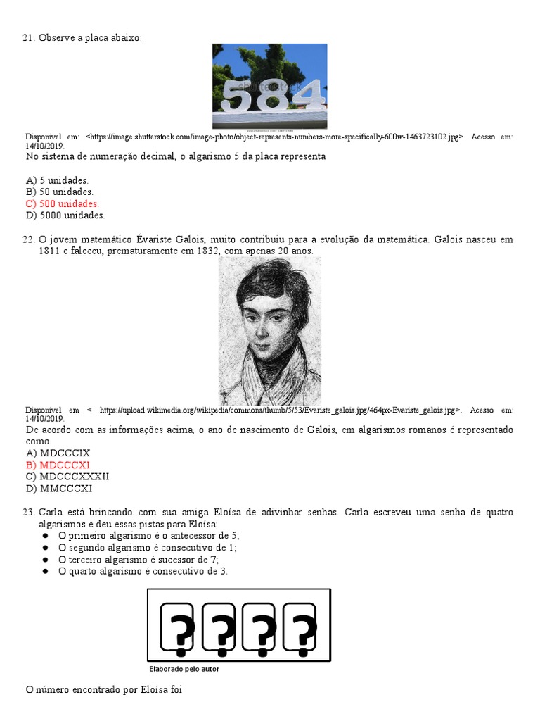 1º SIMULADO MAT-6º 2023.docx | PDF