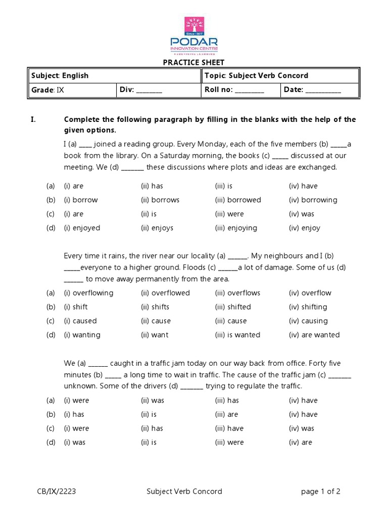 Grade 9 English Grammar Practice | PDF | Subject (Grammar) | Language ...