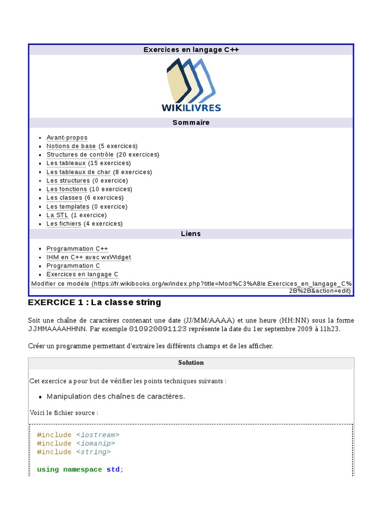 Exercices en Langage C++ La STL | PDF