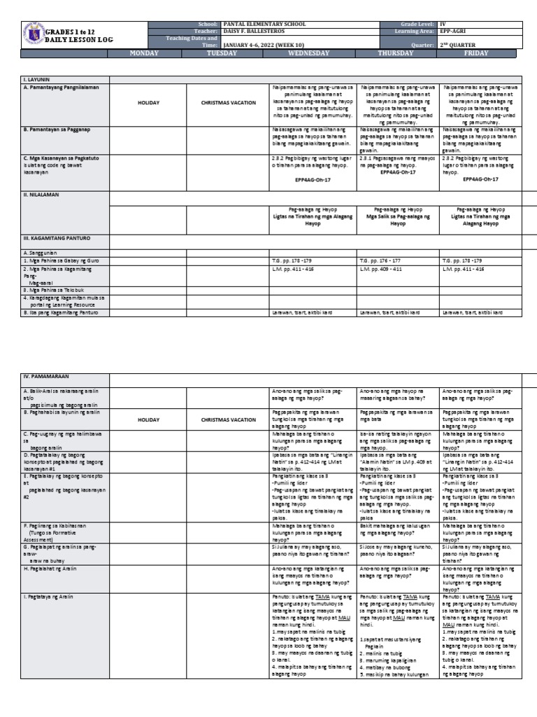 DLL Epp-Agri 4 Q2 W10 | PDF