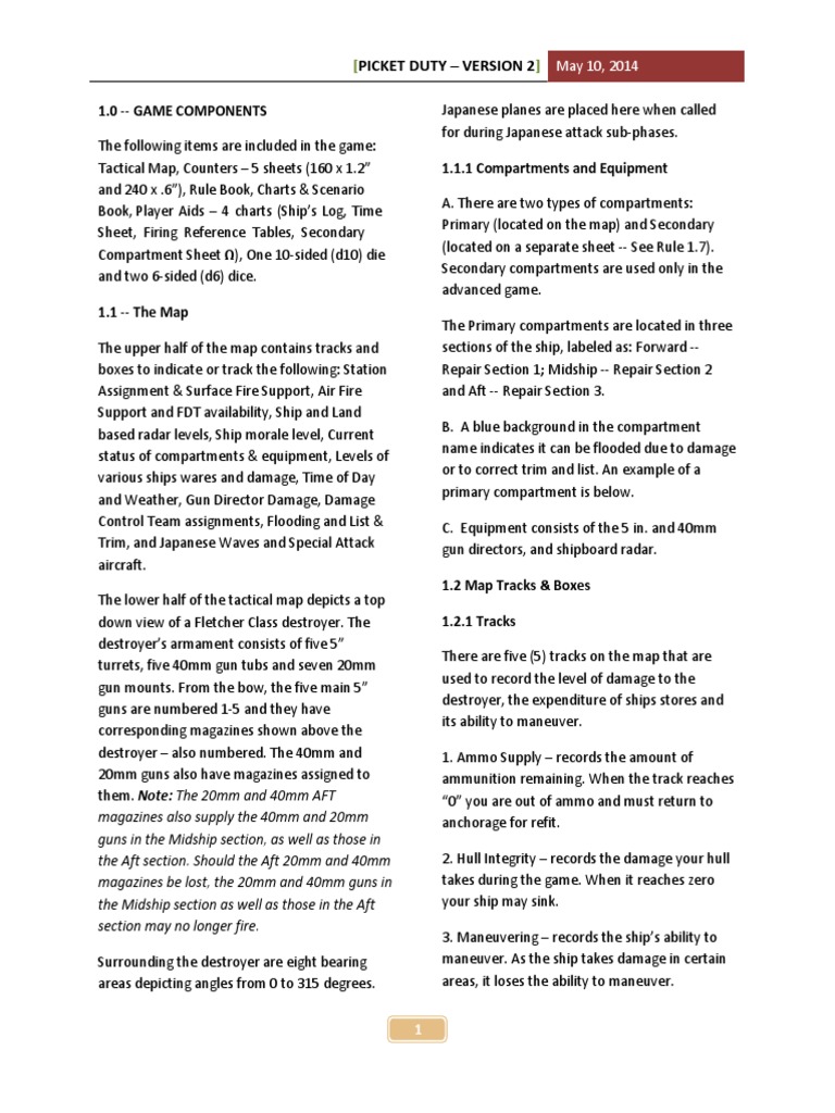 Picket Duty Rules Version 2 FINAL PDF | PDF | Kamikaze | Ships