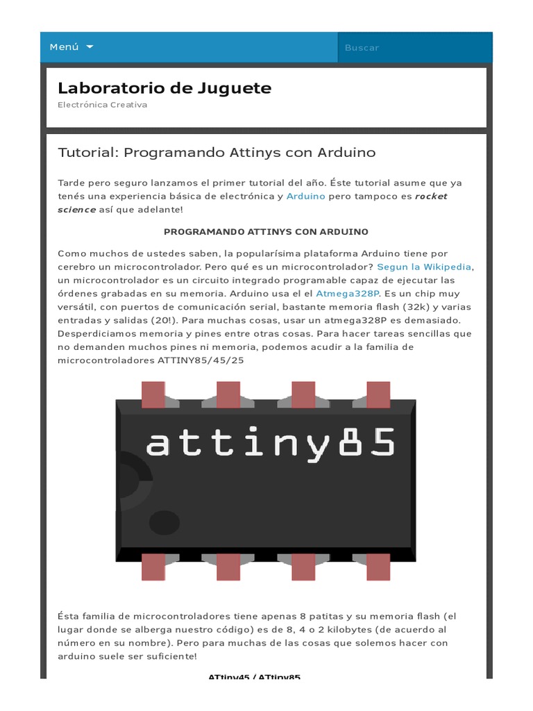Tutorial Programando Attinys Con Arduino Laboratorio De Juguete Pdf Arduino 
