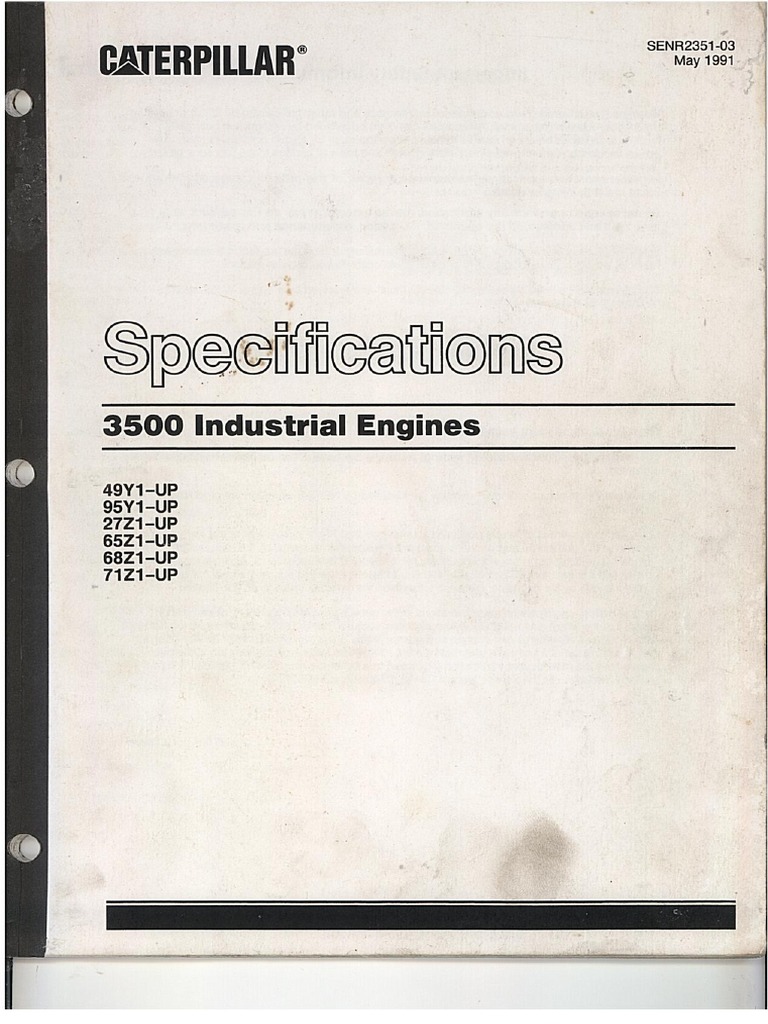 Especificações 3500 Industrial Engines Caterpillar PDF | PDF