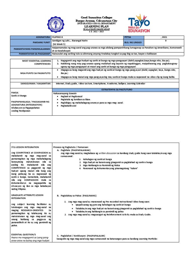 LP FILI 8 Week9 (Sanhi at Bunga) | PDF