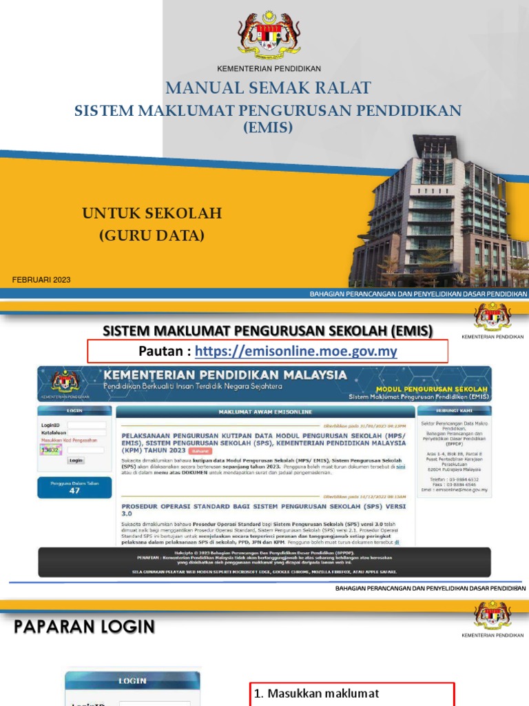 Manual Semak Ralat Emis Untuk Sekolah | PDF