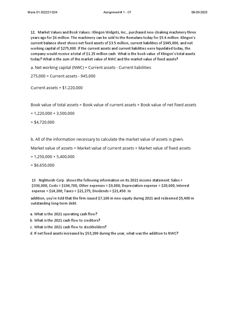 CF-A#1 - Waris - 01-322221-024 | PDF | Equity (Finance) | Balance Sheet