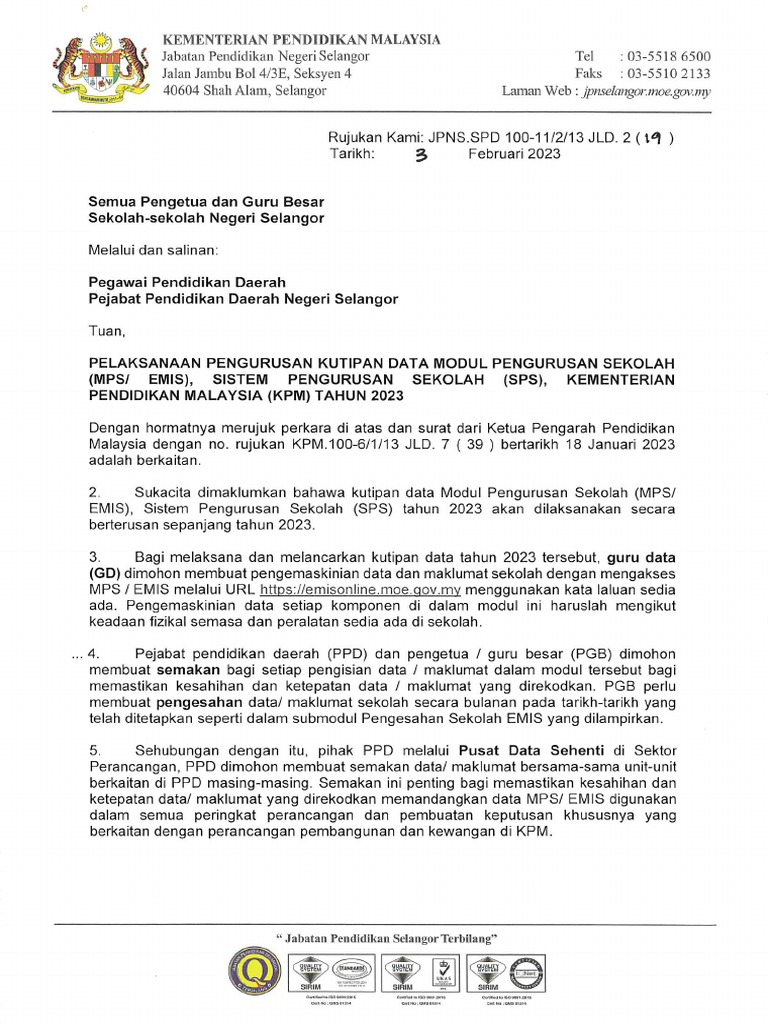 Pelaksanaan - Pengurusan - Kutipan - Data - Modul - Pengurusan - Sekolah - MPS 2023 | PDF