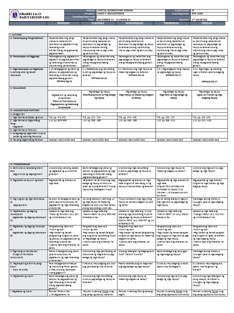 DLL Epp 4 Q2 W9 | PDF