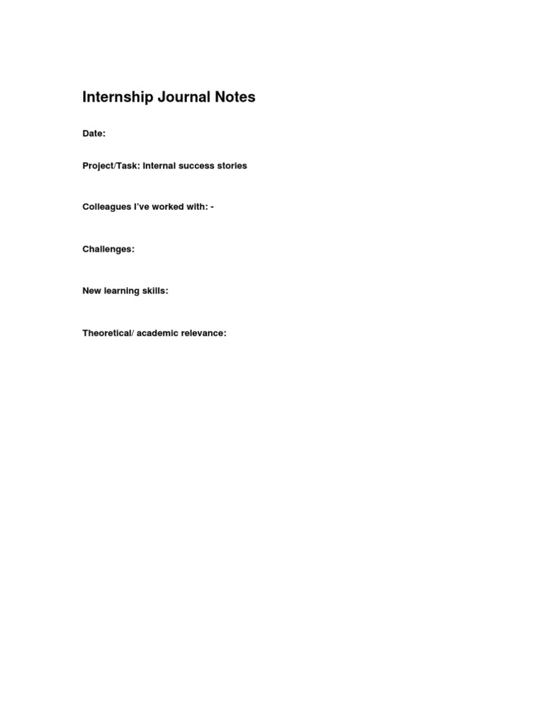 Internship Journal Notes Template | PDF | Career & Growth