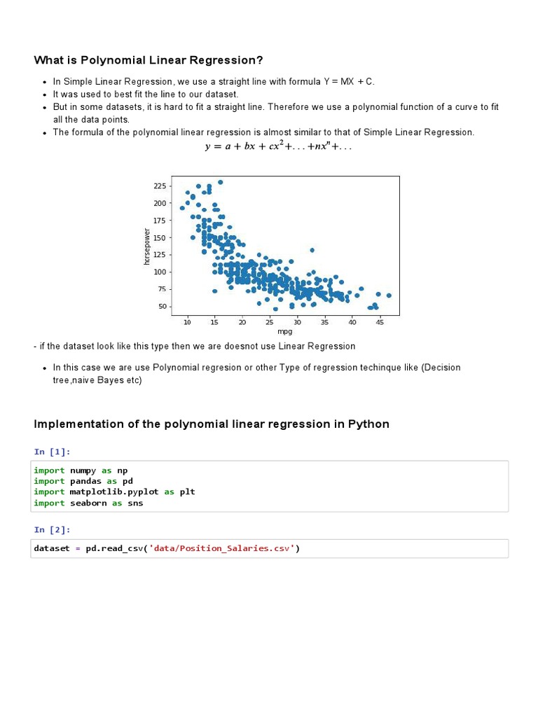 03 A Polynomial Linear Regression | PDF | Regression Analysis | Mathematics 03 A Polynomial Linear Regression | PDF | Regression Analysis | Mathematics