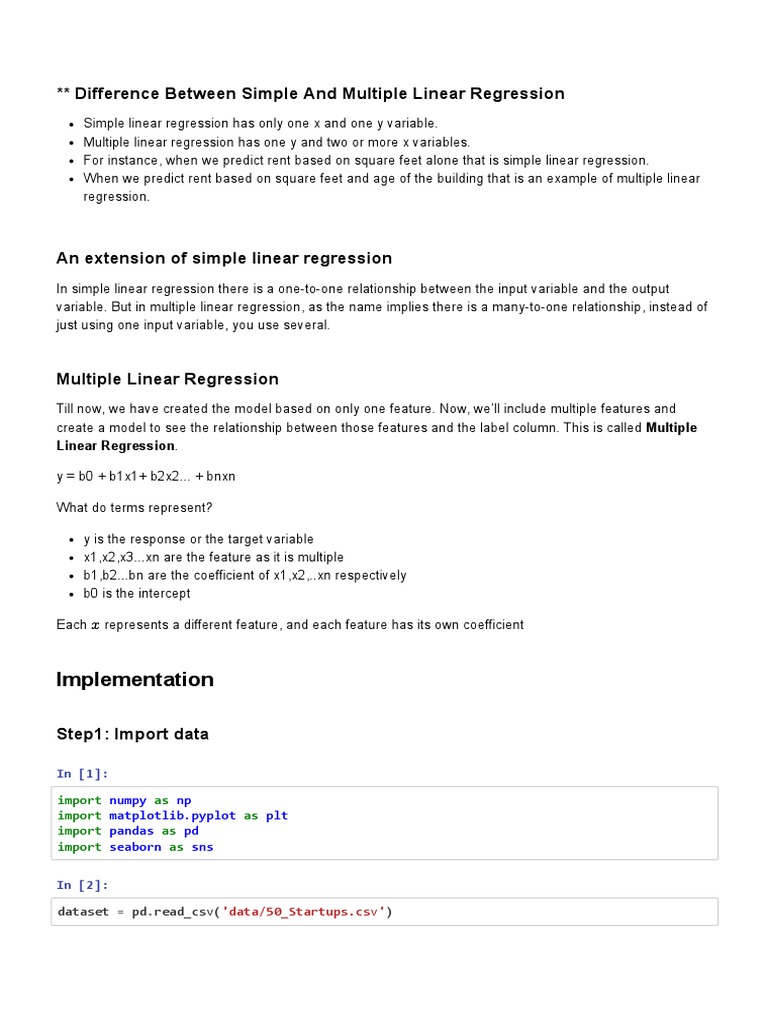 03 Multiple Linear Regression | PDF | Regression Analysis | Standard Score