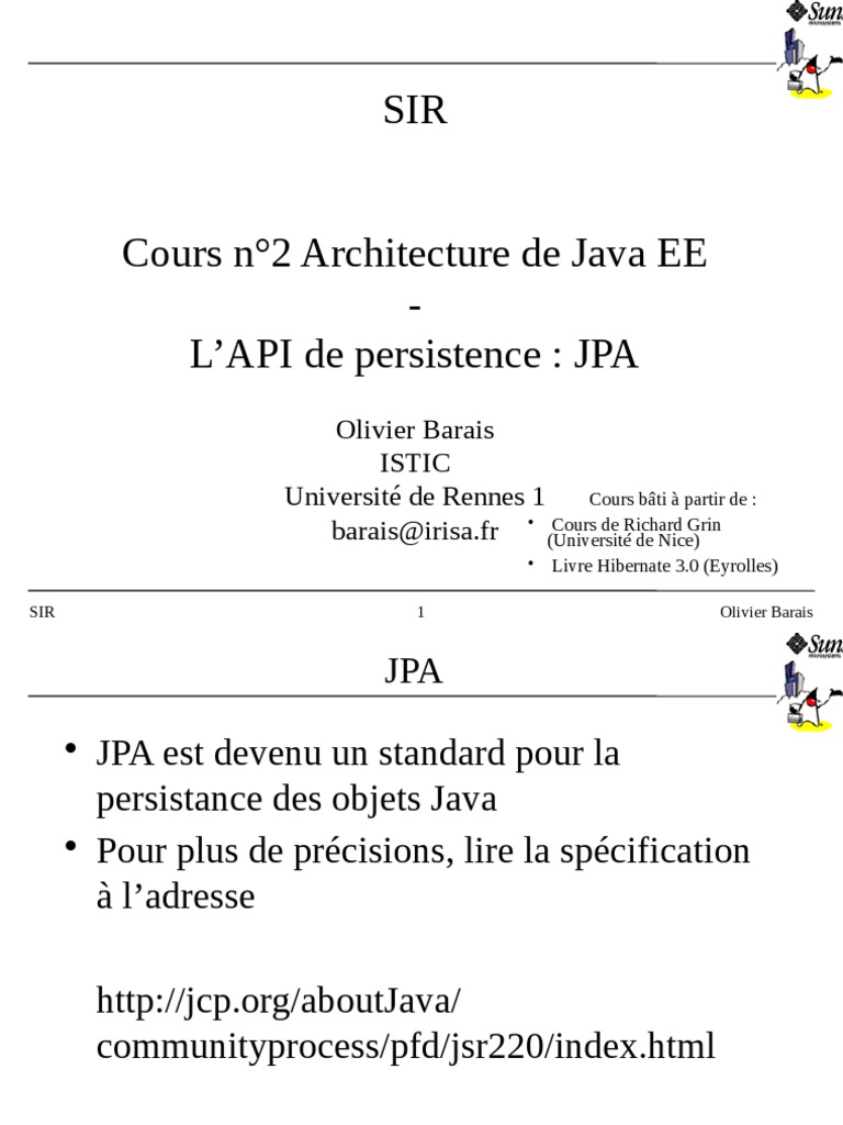 Cours JPA : Persistance en Java EE | PDF | Classe (informatique) | Gestion des données