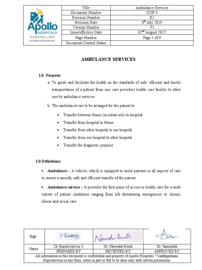 Ambulance Services Policy Overview | PDF | Ambulance | Emergency ...