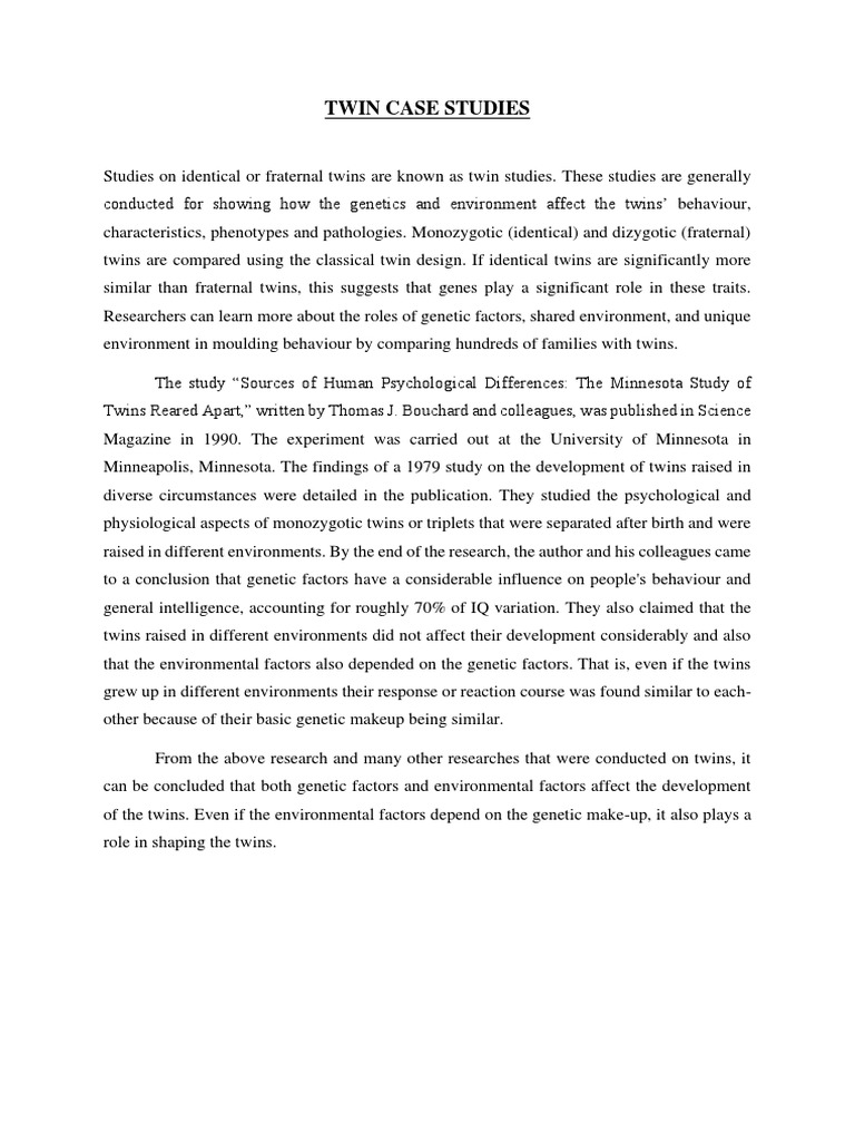 Twins Case Study | PDF