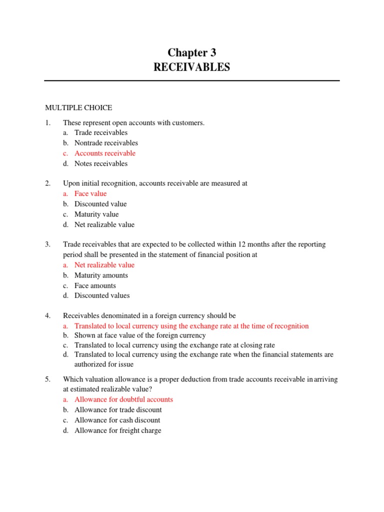 Chapter 3 Receivables Exercises Answer Guide Summer AY2122 PDF | PDF | Discounts And Allowances ...