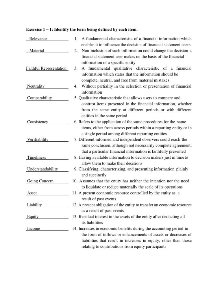 Chapter 1 Introduction To Financial Accounting Exercises Answer Key ...