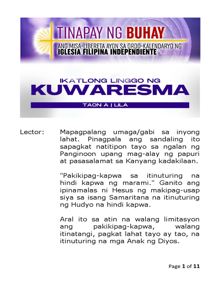 3 Linggo NG Kuwaresma A | PDF