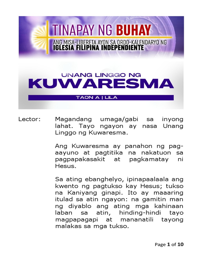 1 Linggo NG Kuwaresma A | PDF