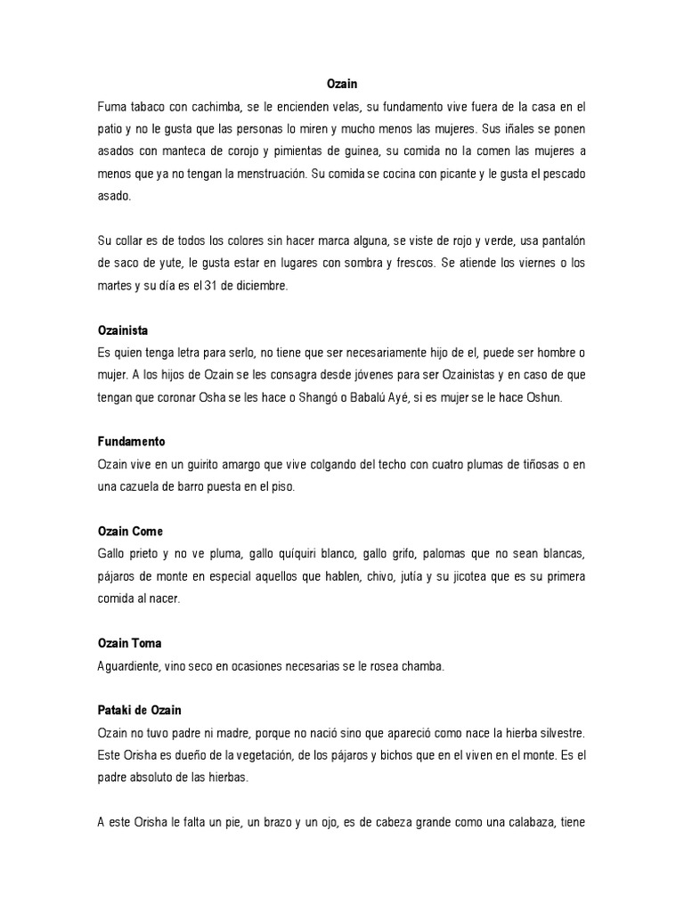 Gran Tratado de Ceremonias y Obras de Osain (Gurunfinda) | PDF | Santeria