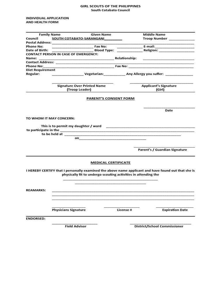 GSP Health Form | PDF | Medicine | Health Care