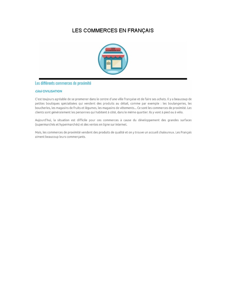 Découvrir les Commerces Français | PDF