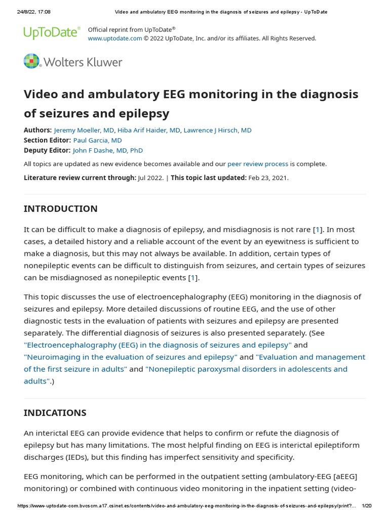 Video and Ambulatory EEG Monitoring in The Diagnosis of Seizures and ...