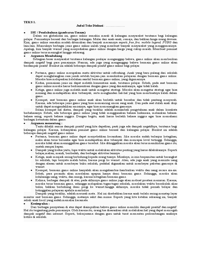 Contoh Teks Diskusi Baru | PDF