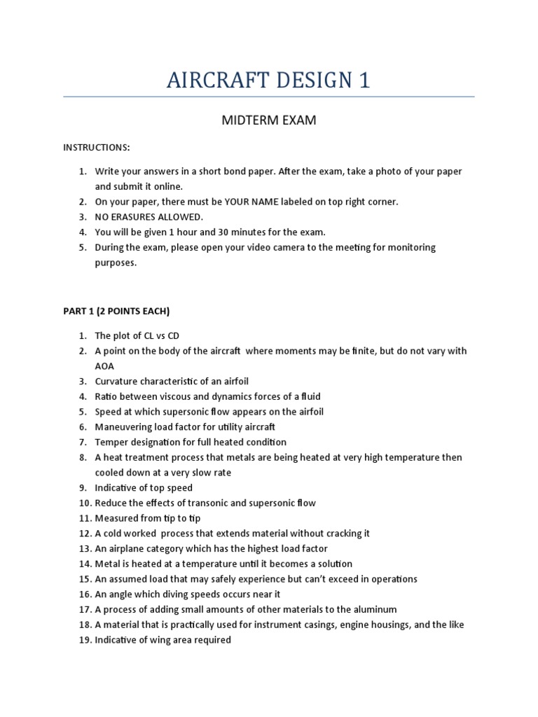 Aircraft Design 1 Midterm | PDF | Drag (Physics) | Wind Tunnel