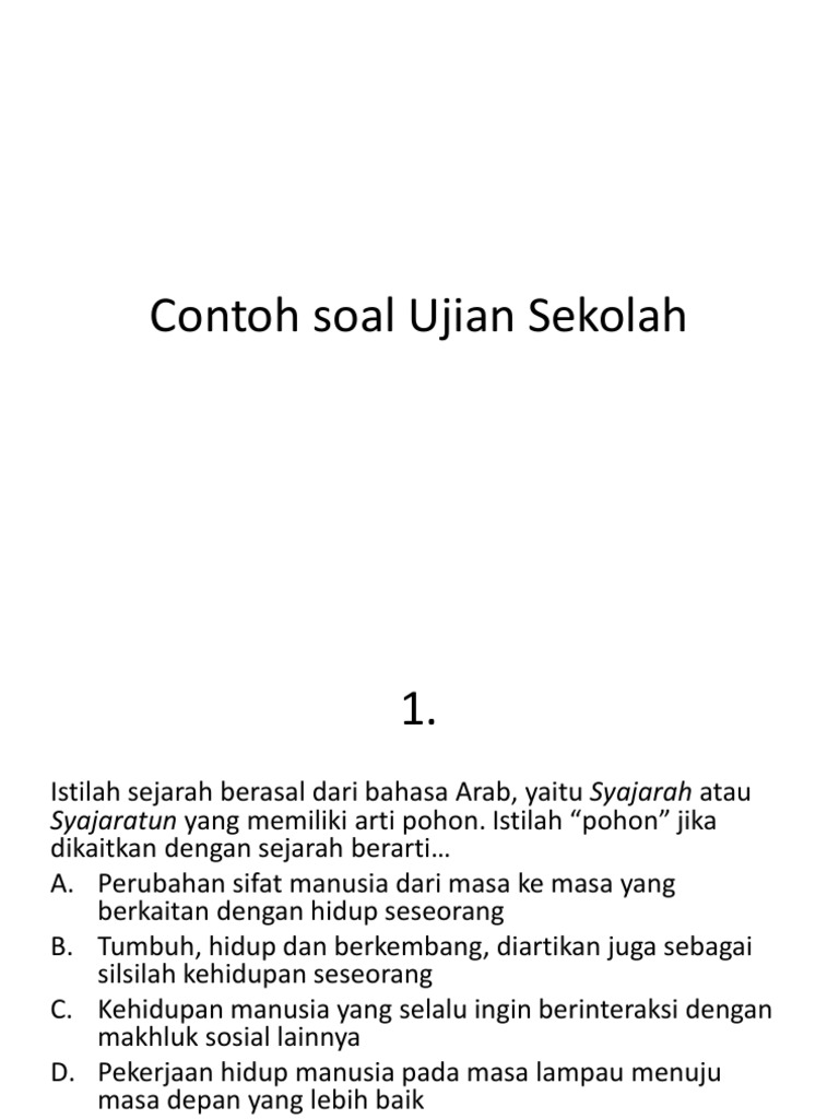 Contoh Soal Ujian Sekolah Sej. Indonesia | PDF