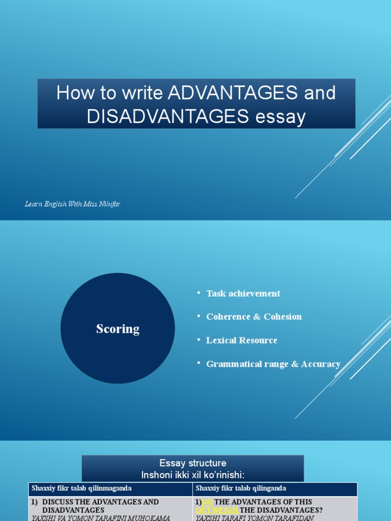 Advantages and Disadvantages Essay Guide | PDF | International Student ...