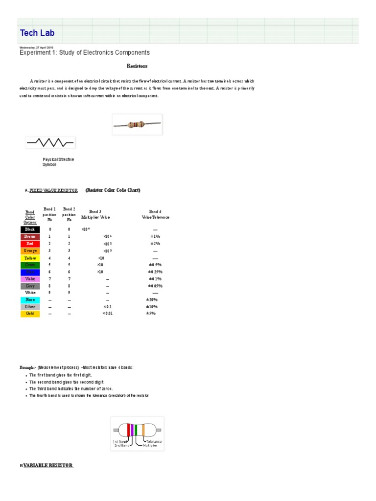 Experiment 01 - Study of Electronics Components | PDF | Capacitor | Diode
