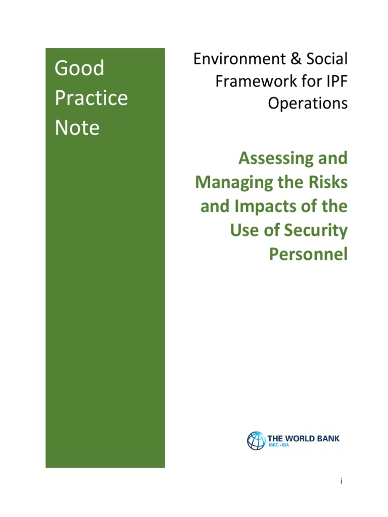 Environment and Social Framework ESF Good Practice Note On Security ...