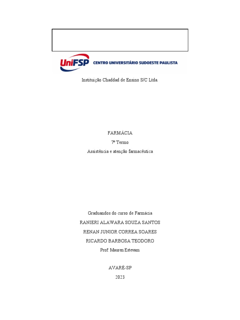 APS 1 - Componentes Assistência | PDF | Farmacêutico | Ciências da Saúde