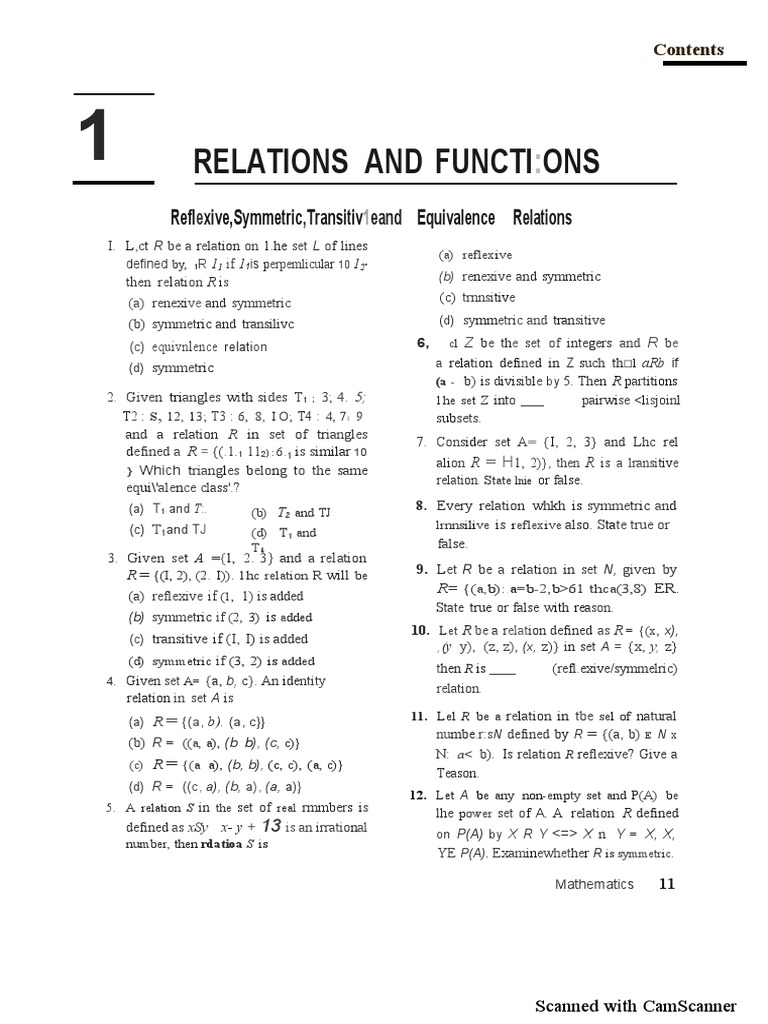 Relation and Function - Watermarked | PDF | Mathematical Logic | Algebra