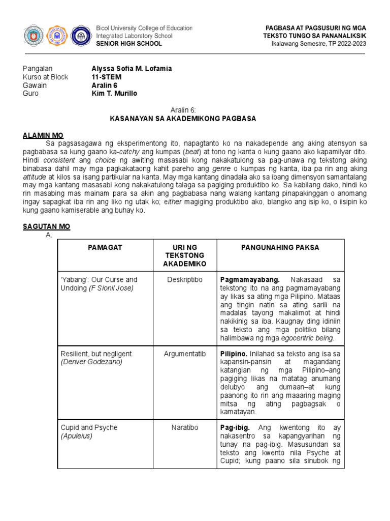 PAGPAG - Aralin 6 | PDF