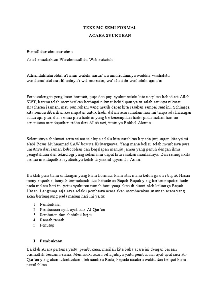 Teks MC Semi Formal | PDF