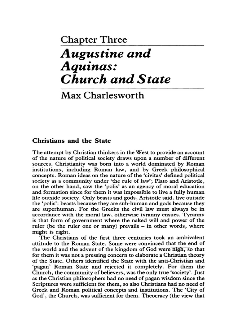 Agustine and Acquinas On The State PDF | PDF