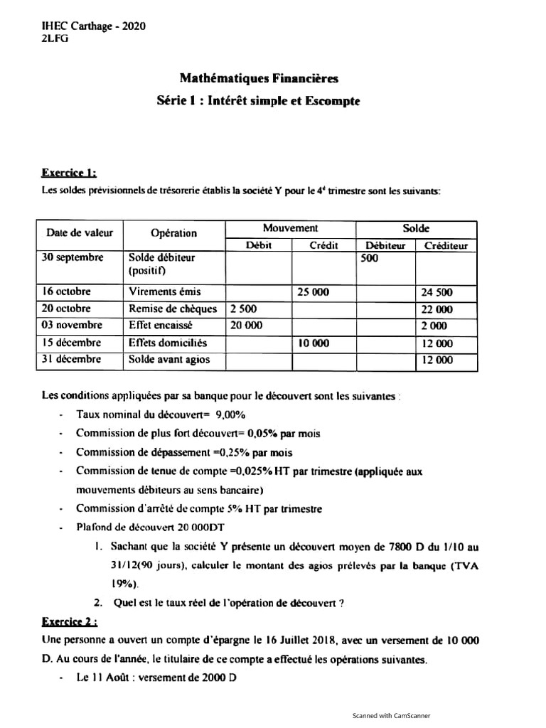 Math Fin Serie 1 Avec Corrigé | PDF