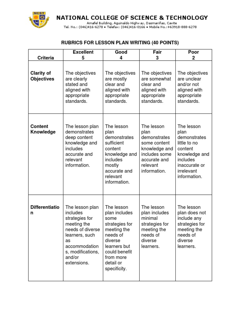 Performance Task Rubrics | PDF | Lesson Plan | Learning