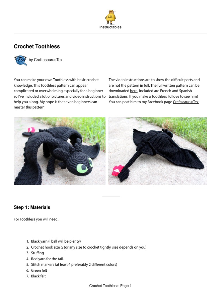 Crochet Toothless PDF | PDF | Crochet | Handicrafts