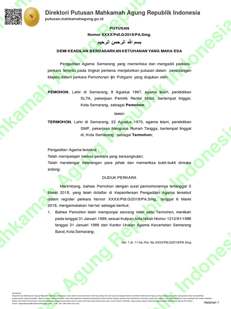 Putusan (Penetapan) PA Izin Poligami | PDF