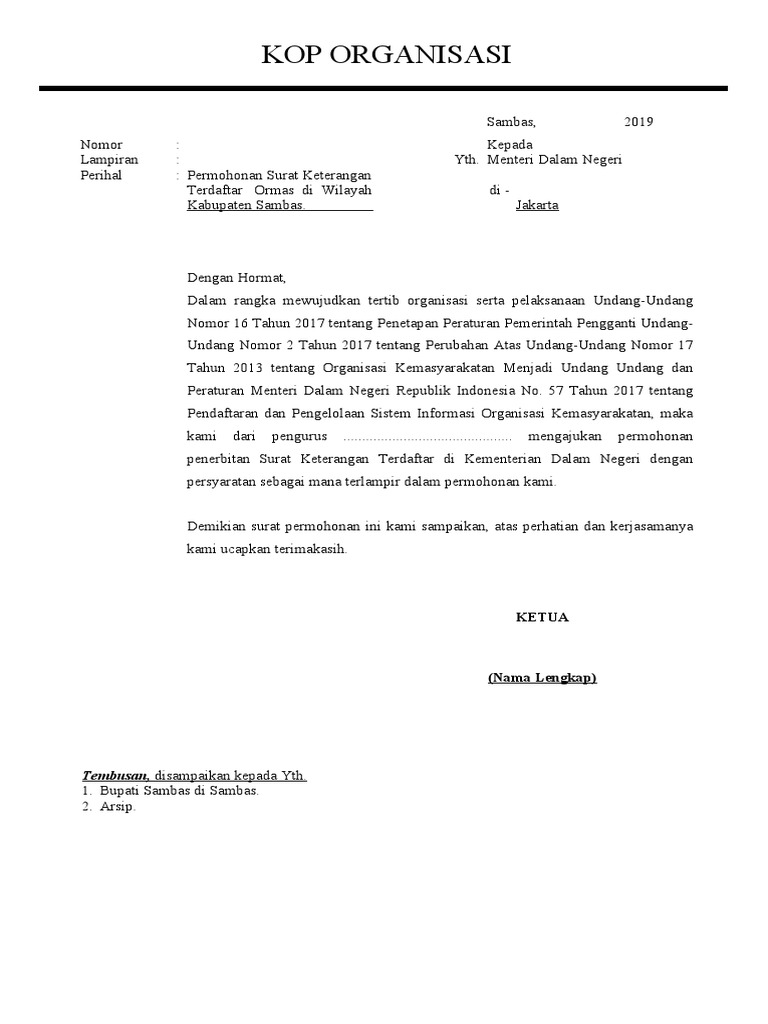 Surat Permohonan Ormas.doc | PDF