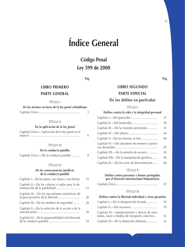 Índice Código Penal | PDF | Derecho penal | Principios éticos